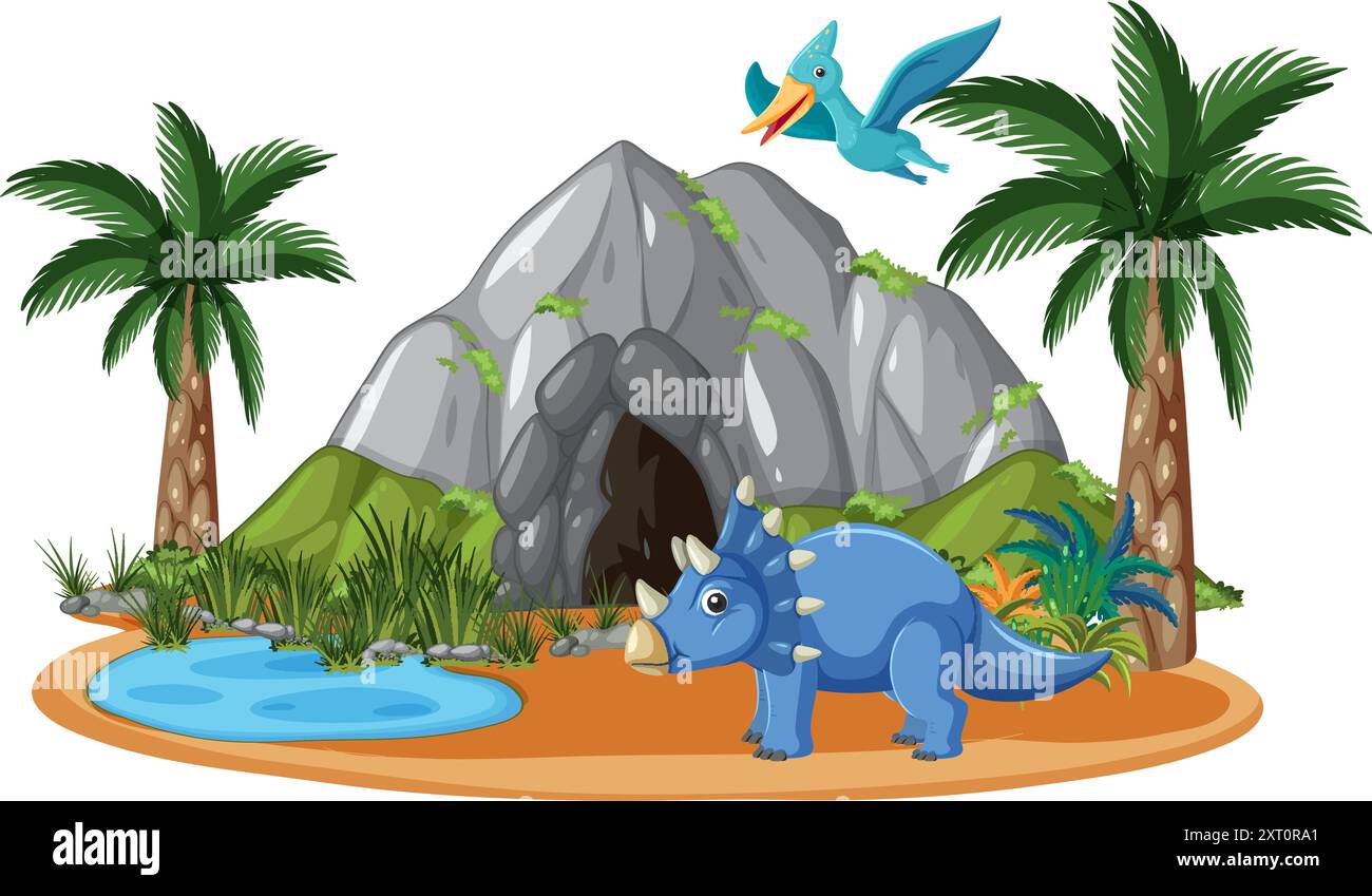 Dinosaurs in nature vector vectors Cut Out Stock Images & Pictures - Alamy