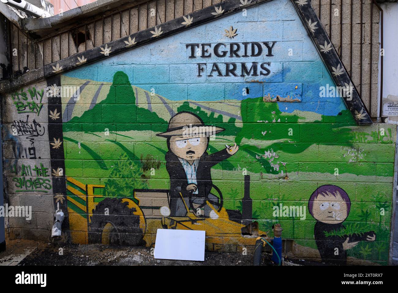 colourful Political graffiti on a wall in Kiryat Hamelacha ...