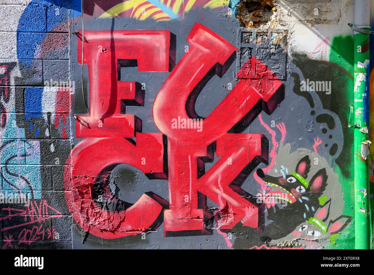 colourful Political graffiti on a wall in Kiryat Hamelacha ...