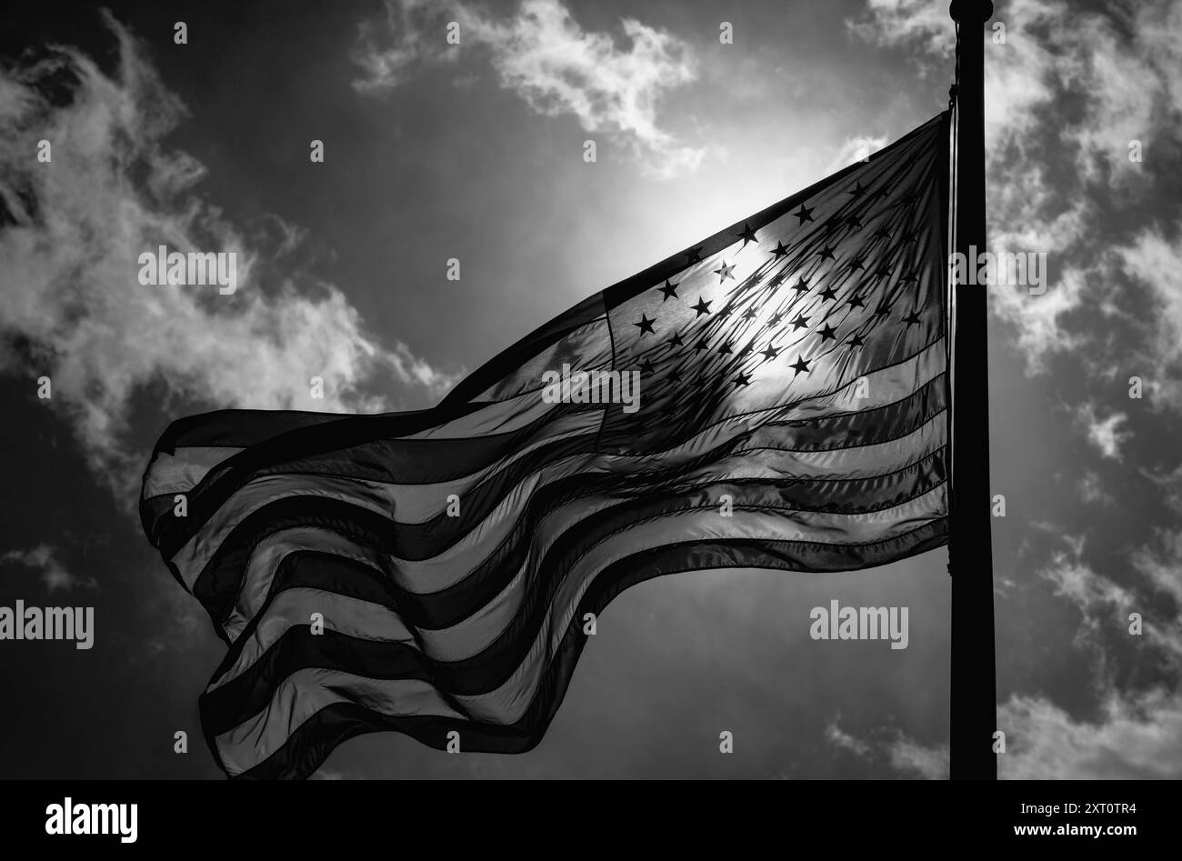 US Flag. Waving american flag on dark dramatic sky. USA flag Stock ...