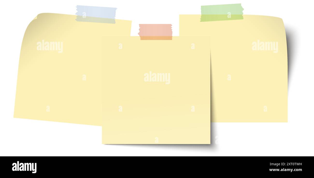 eps vector illustration with business little sticky notes in a row with ...