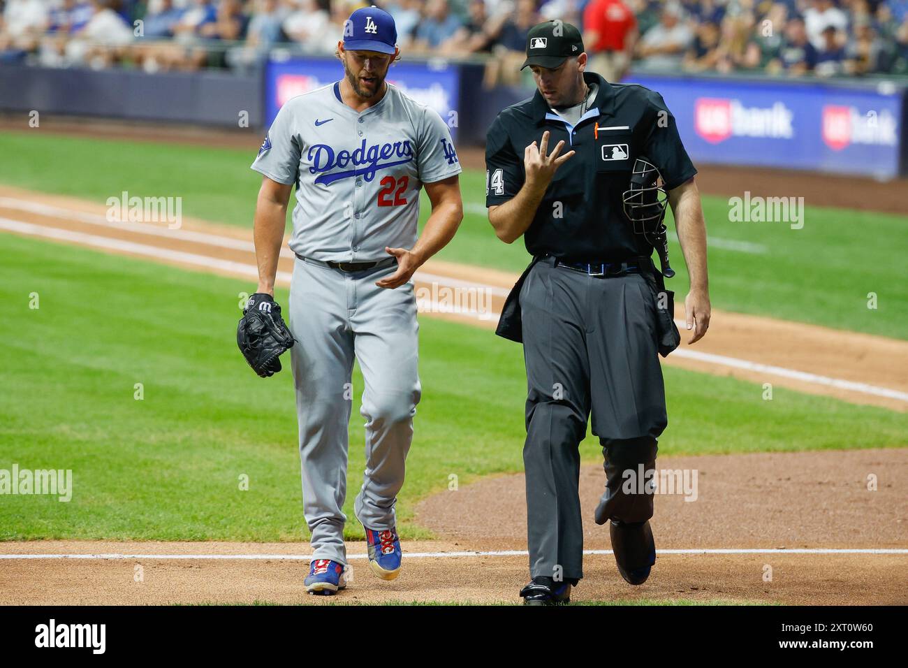 Milwaukee, USA. August 12, 2024: Los Angeles Dodgers pitcher Clayton ...