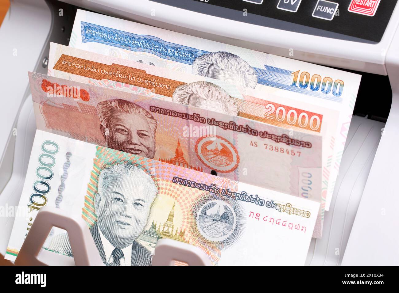 Lao money - kip in the counting machine Stock Photo - Alamy