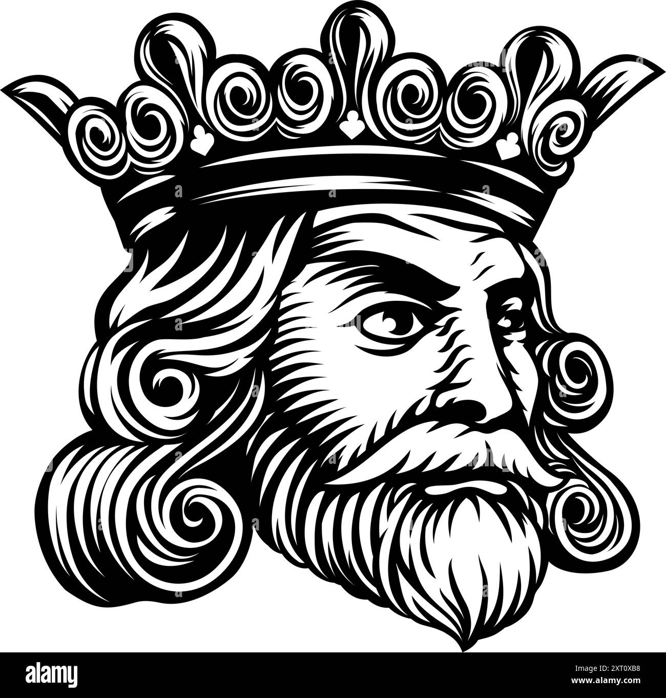 King Medieval Crown Head Face Vintage Woodcut Stock Vector Image & Art ...