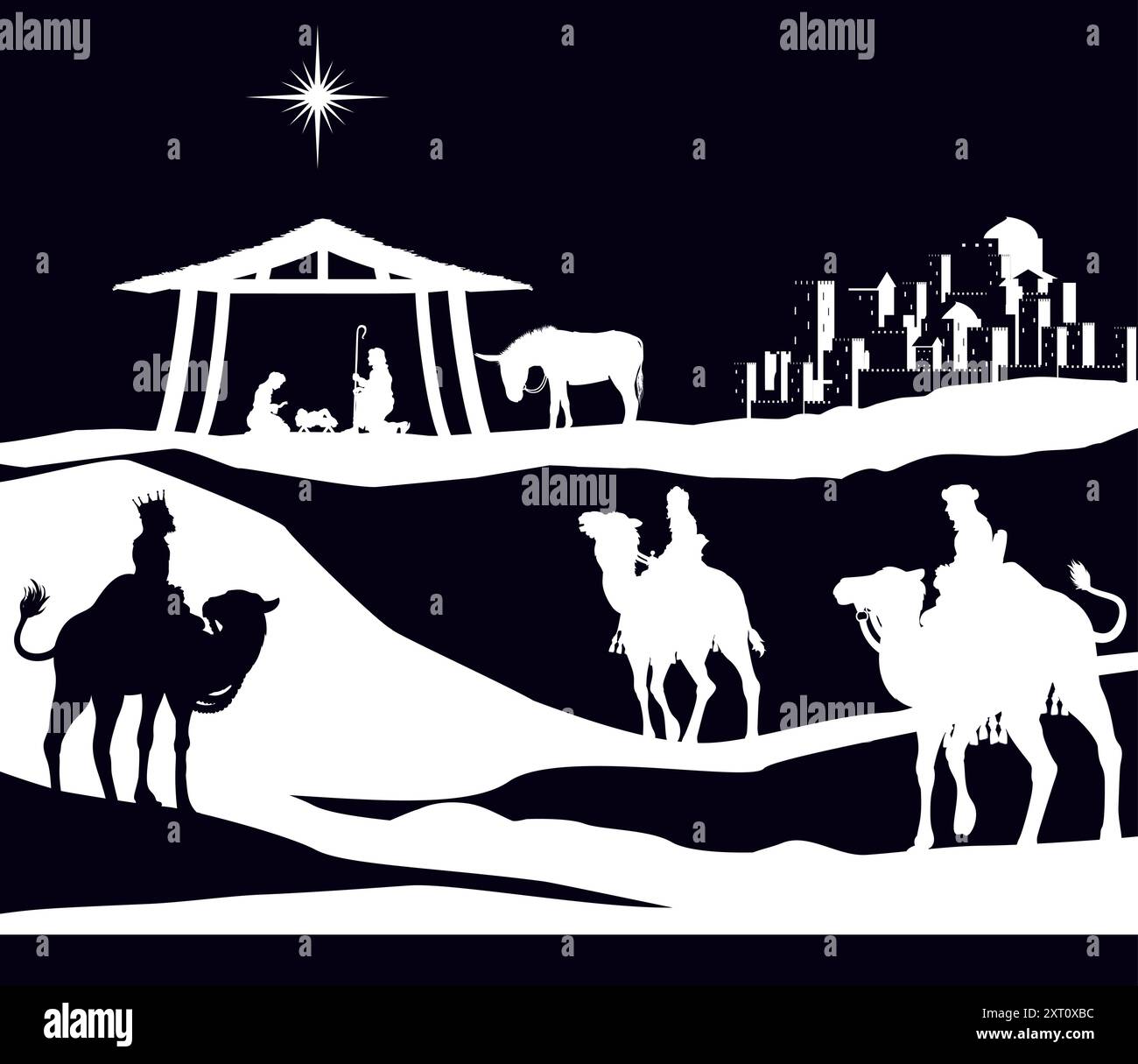 Biblical scene birth jesus bethlehem christmas christian landscape ...