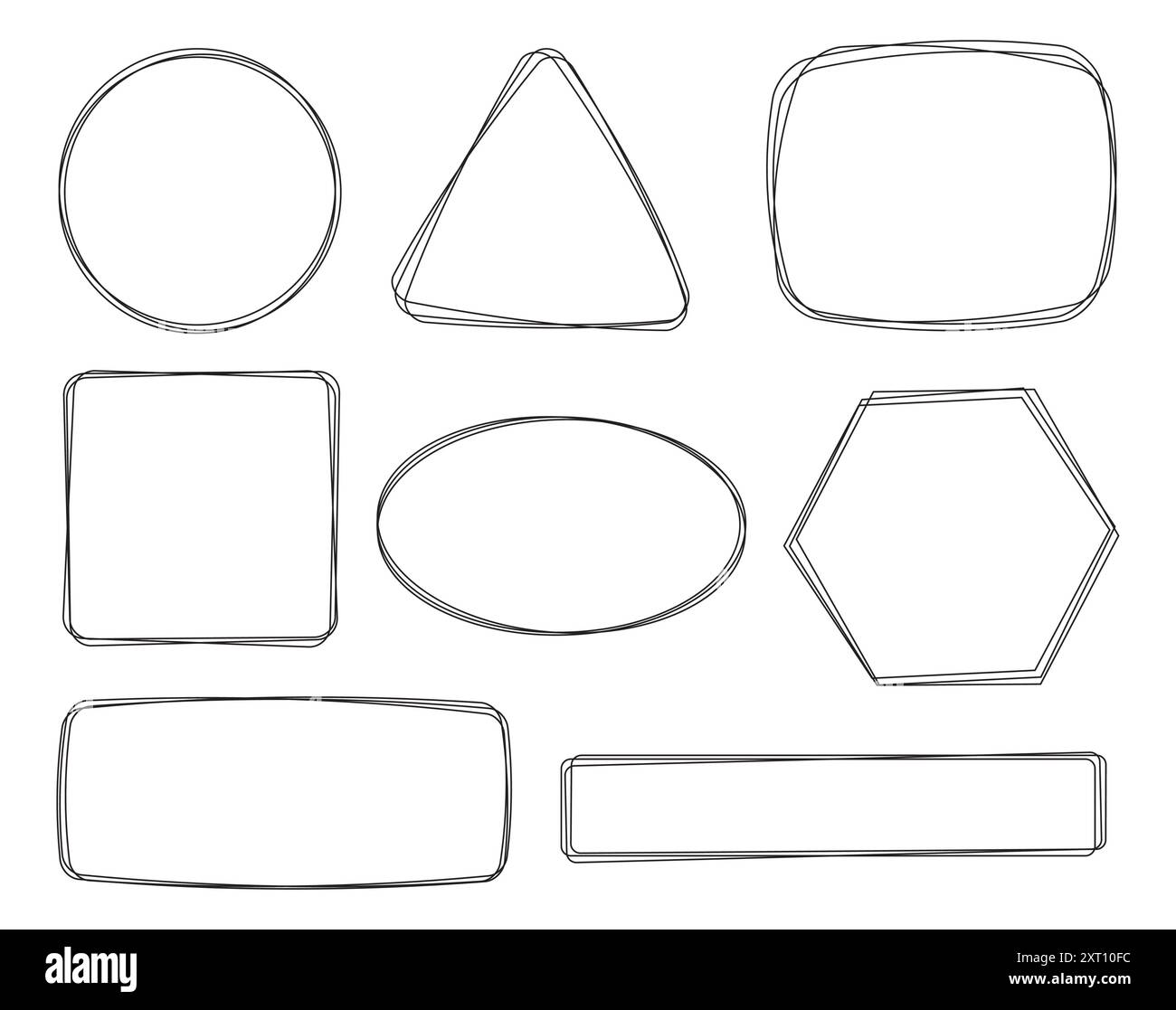 Geometric shapes outline hand drawn borders frames design Stock Vector ...