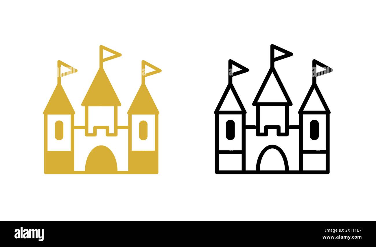 Castle Fortress Logo Tower Icon Vector Emblem Set Stock Vector Image ...