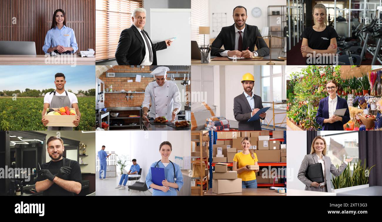 Confident people of different occupations, collage of portraits Stock ...