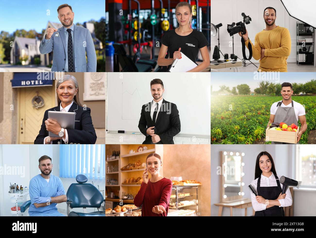 Confident people of different occupations, collage of portraits Stock ...