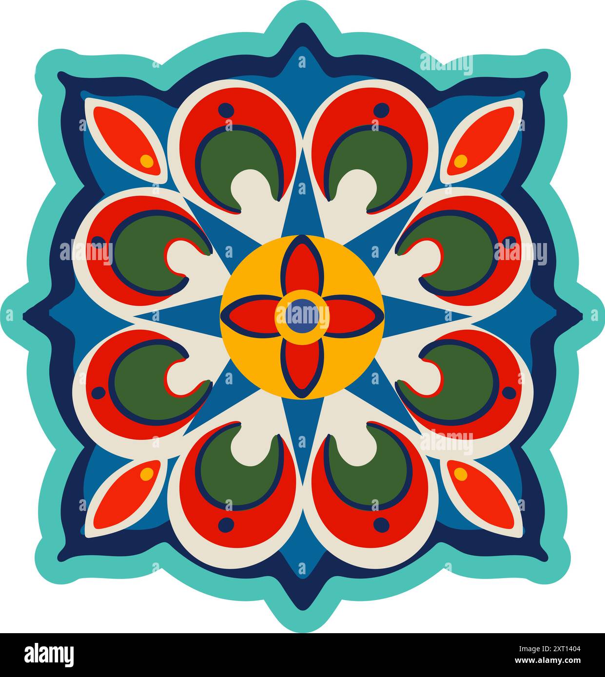 Vibrant, symmetrical, traditional Mexican tile pattern Stock Vector ...