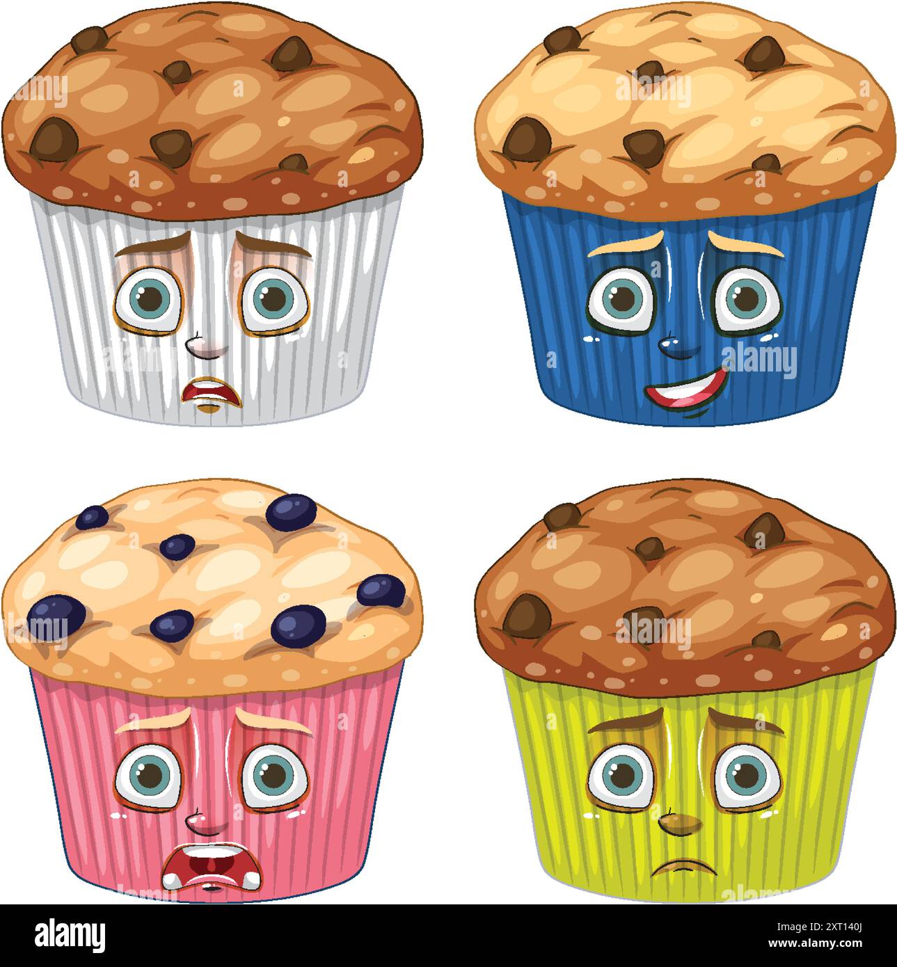 Four muffins expressing different emotions Stock Vector Image & Art - Alamy
