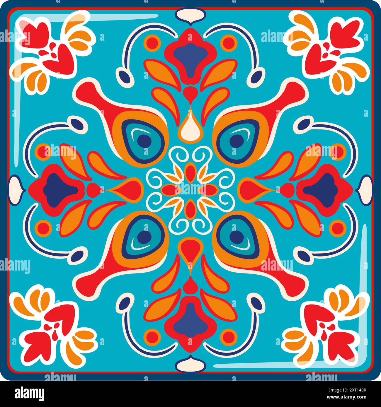 Vibrant symmetrical design with floral elements Stock Vector Image ...