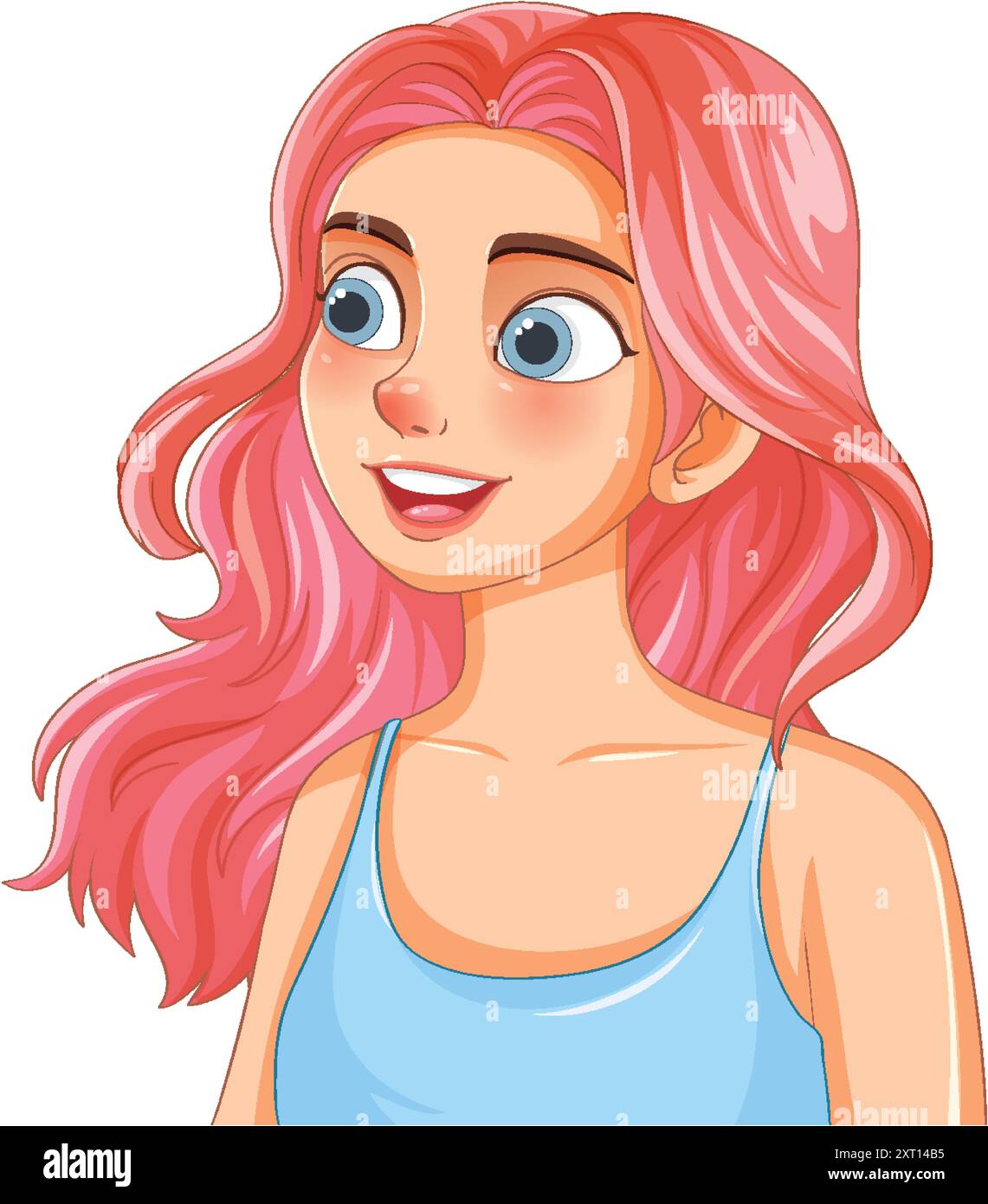 Animated girl with vibrant pink hair smiling Stock Vector Image & Art ...