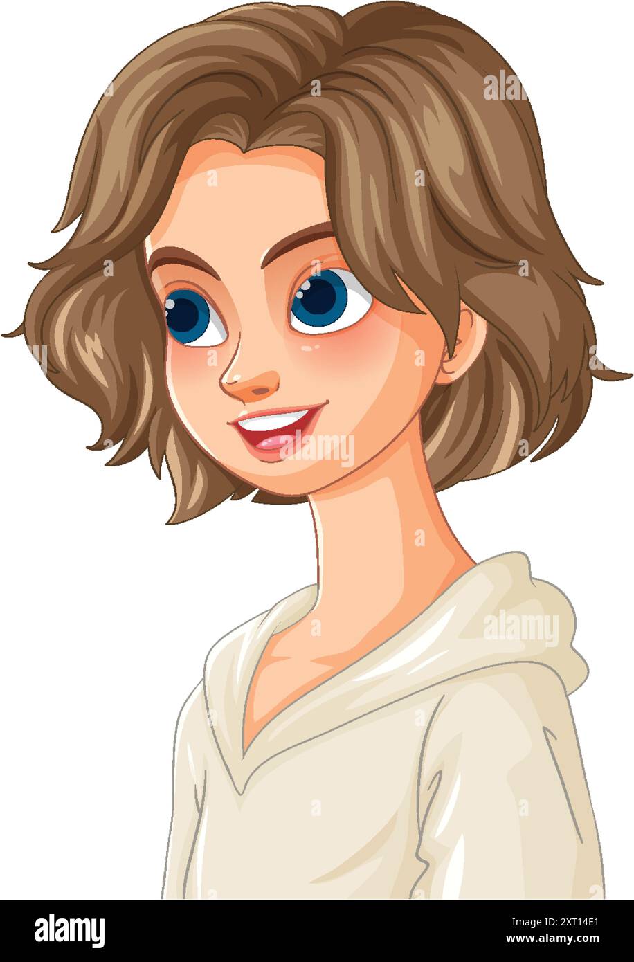 Animated woman with short brown hair smiling Stock Vector Image & Art ...