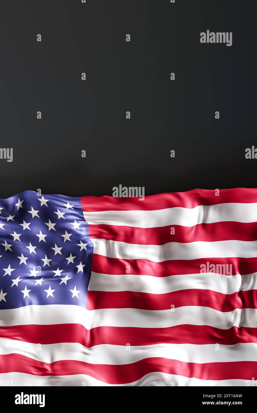 Realistic depiction of the American flag rippling in the wind, set ...