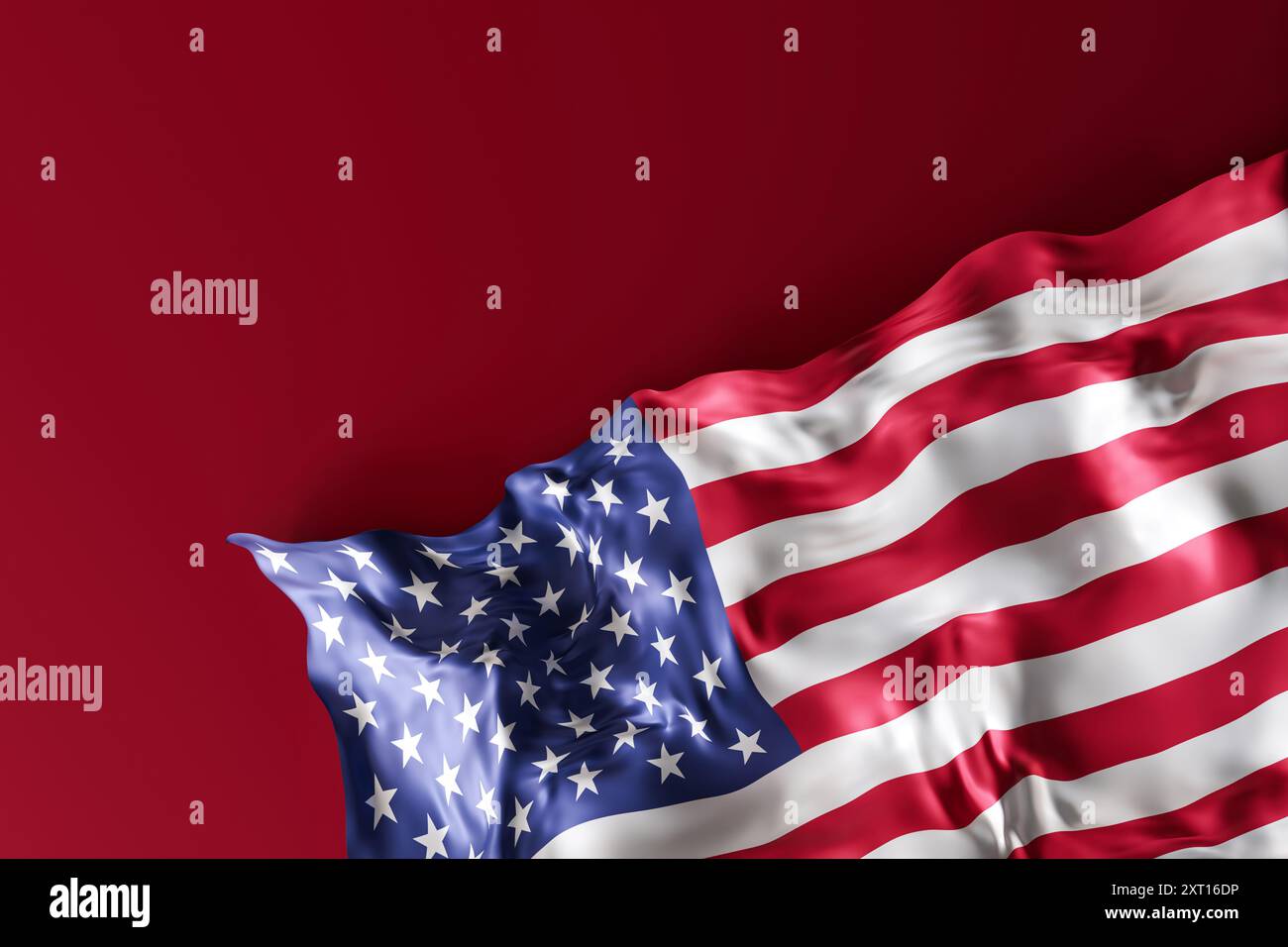 Realistic depiction of the American flag rippling in the wind, set ...