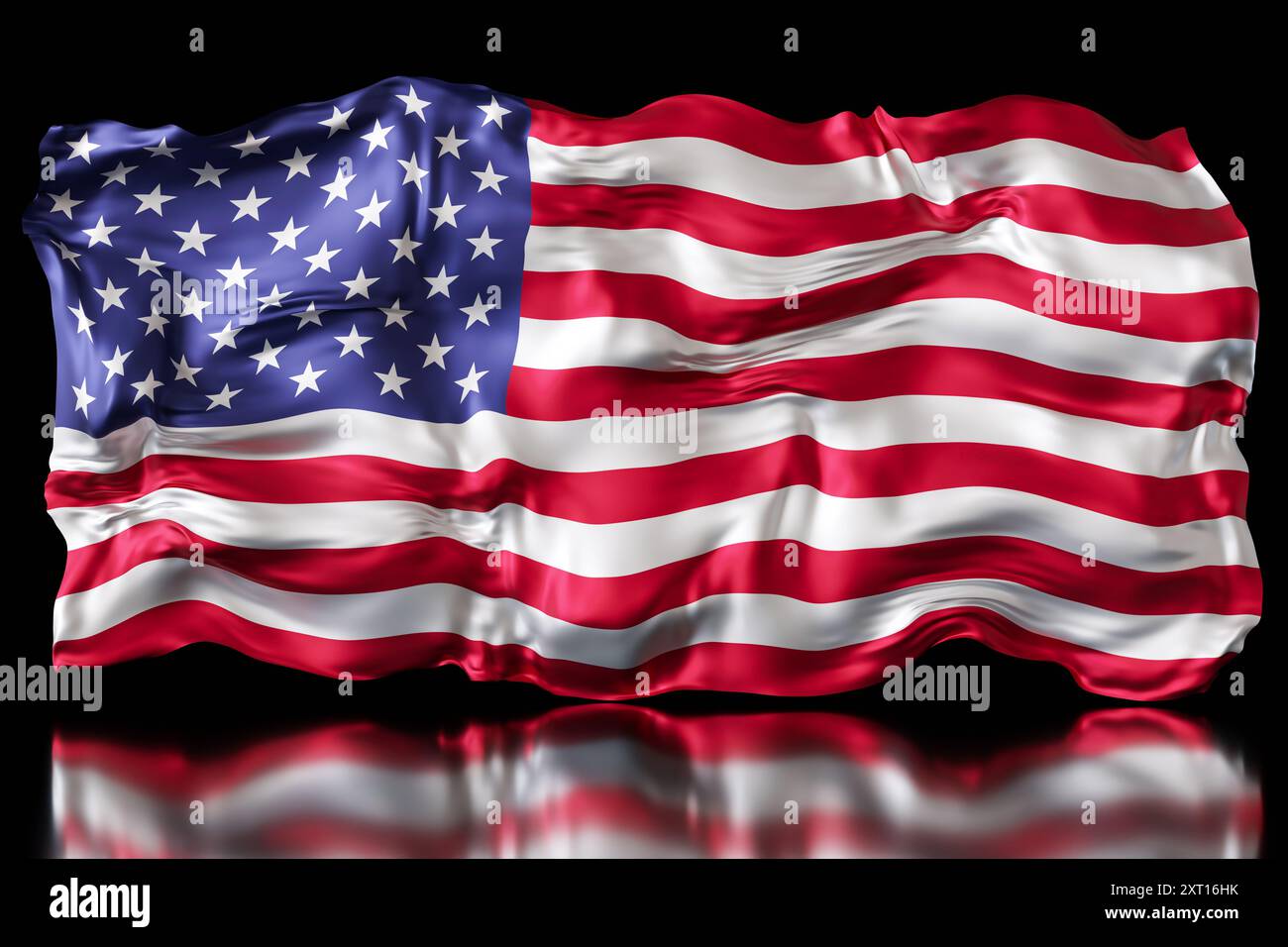 Majestic and vibrant depiction of the American flag, rippling with ...