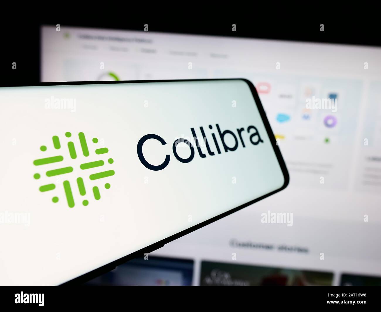 Smartphone with logo of data intelligence company Collibra Belgium BV ...