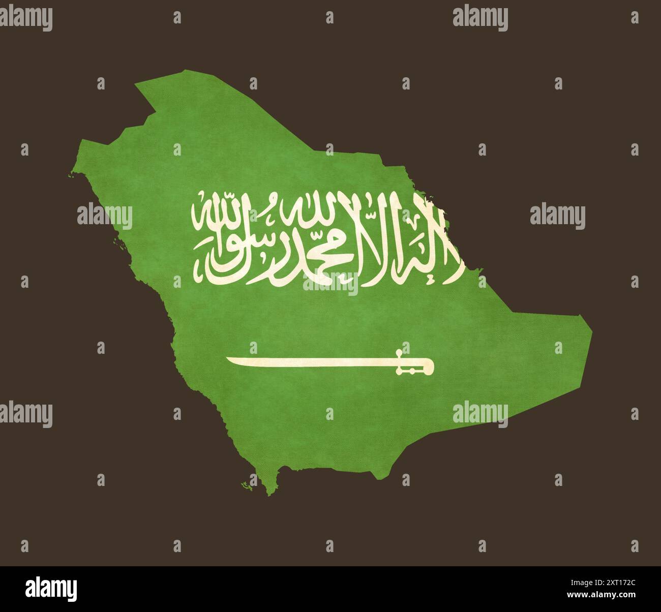 Isolated vintage map of Saudi Arabia with flag in soft grunge and ...