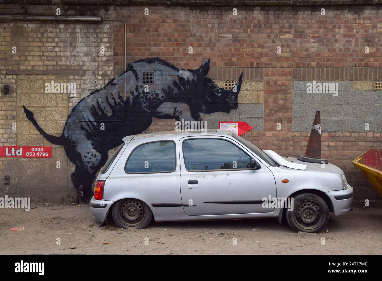 London, England, UK. 12th Aug, 2024. A new artwork by Banksy appears on ...