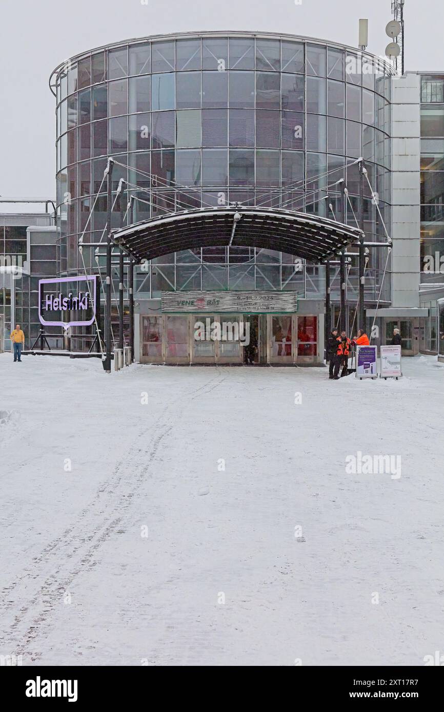 Pasila, Helsinki, Finland – February 14, 2024: Main entrance to Vene ...
