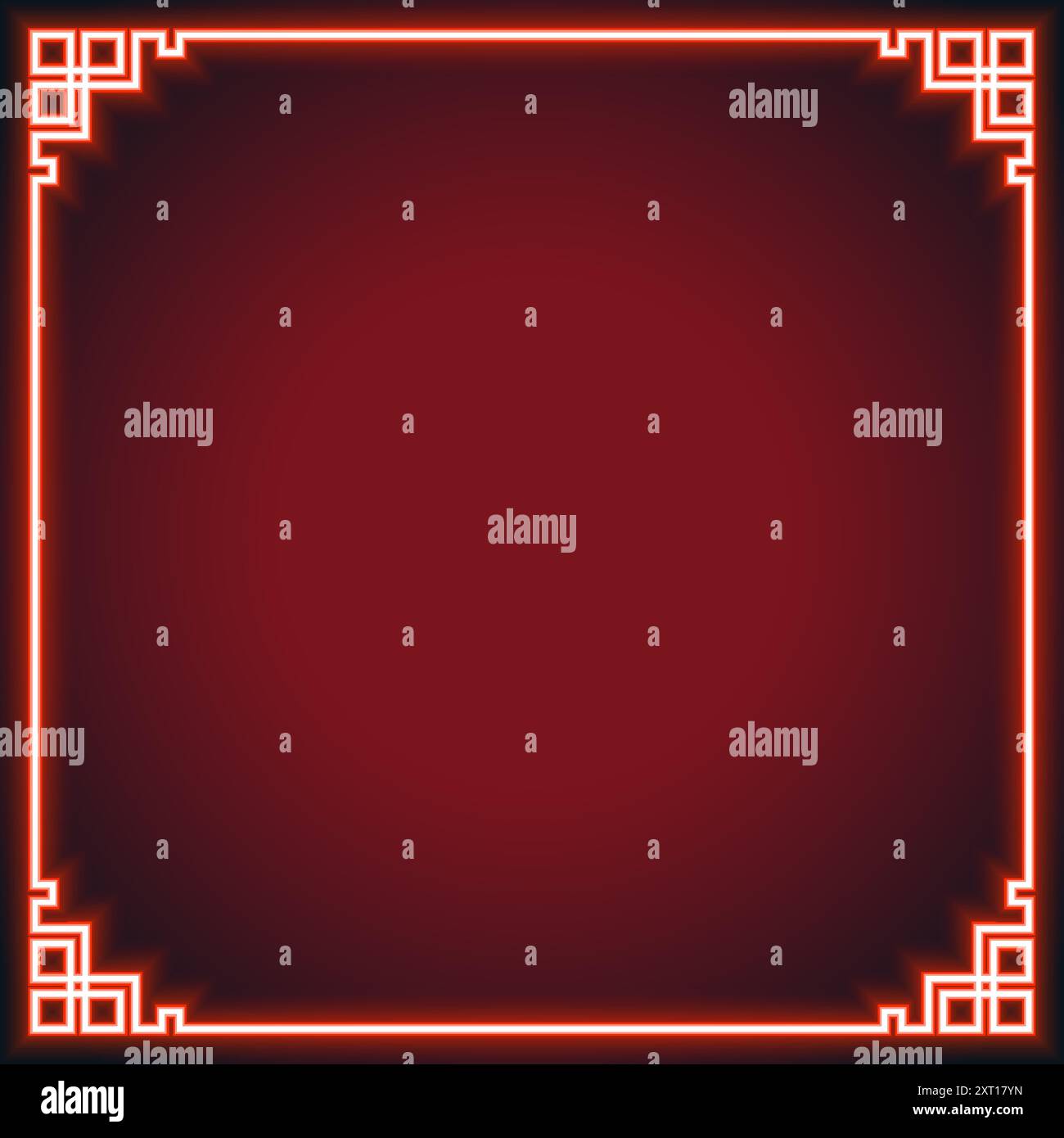 Chinese frame neon style with oriental Asian elements on color ...