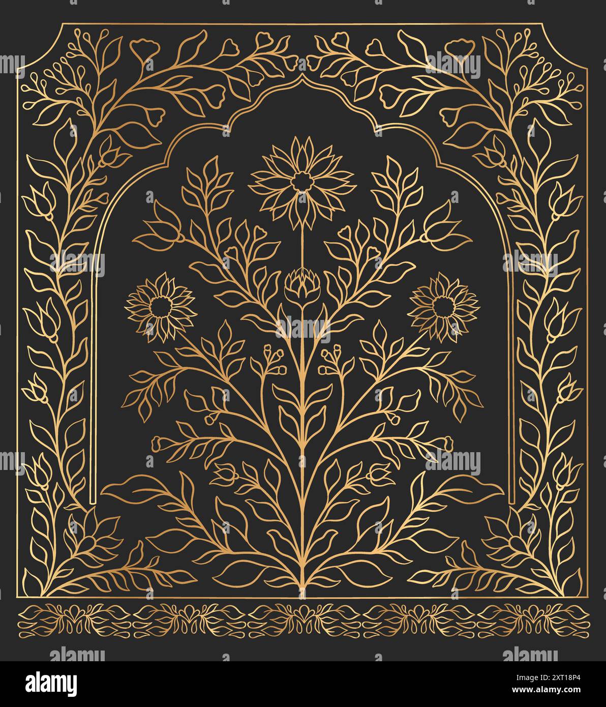 Mughal decorative ornamental floral. Vintage intricate traditional ...