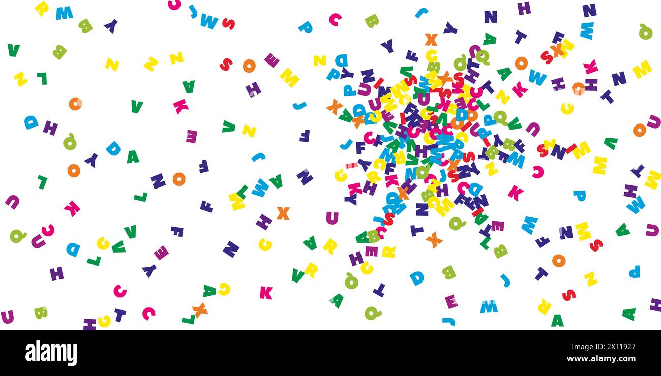 Concept of school background. Colorful childish falling letters of ...