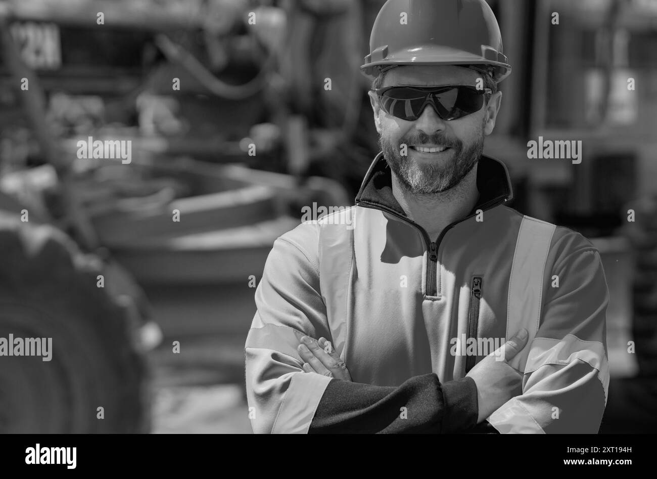 Construction man with helmet. Worker at construction new building ...