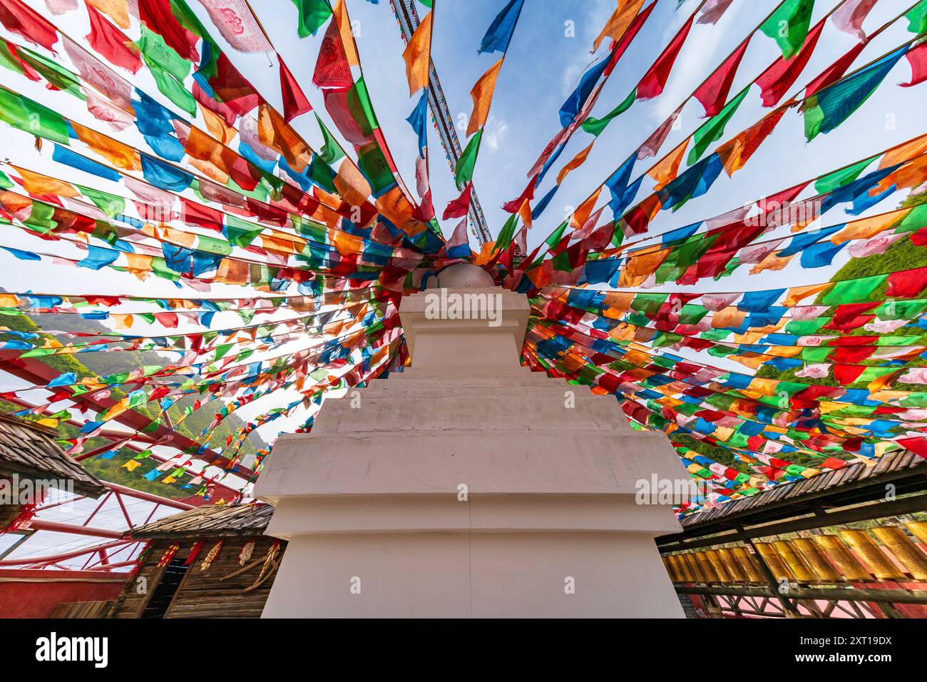 Tibetan prayer flags in Jiuzhaigou, Sichuan, China Stock Photo - Alamy