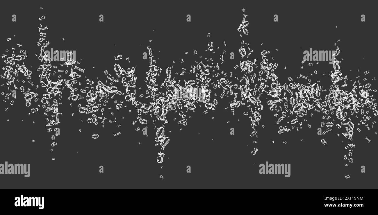 School math notebook cover. White chalk numbers floating in the air ...