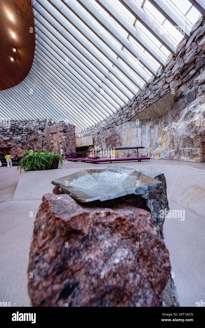 The Interior view of the Temppeliaukio Church in Helsinki, Finland ...