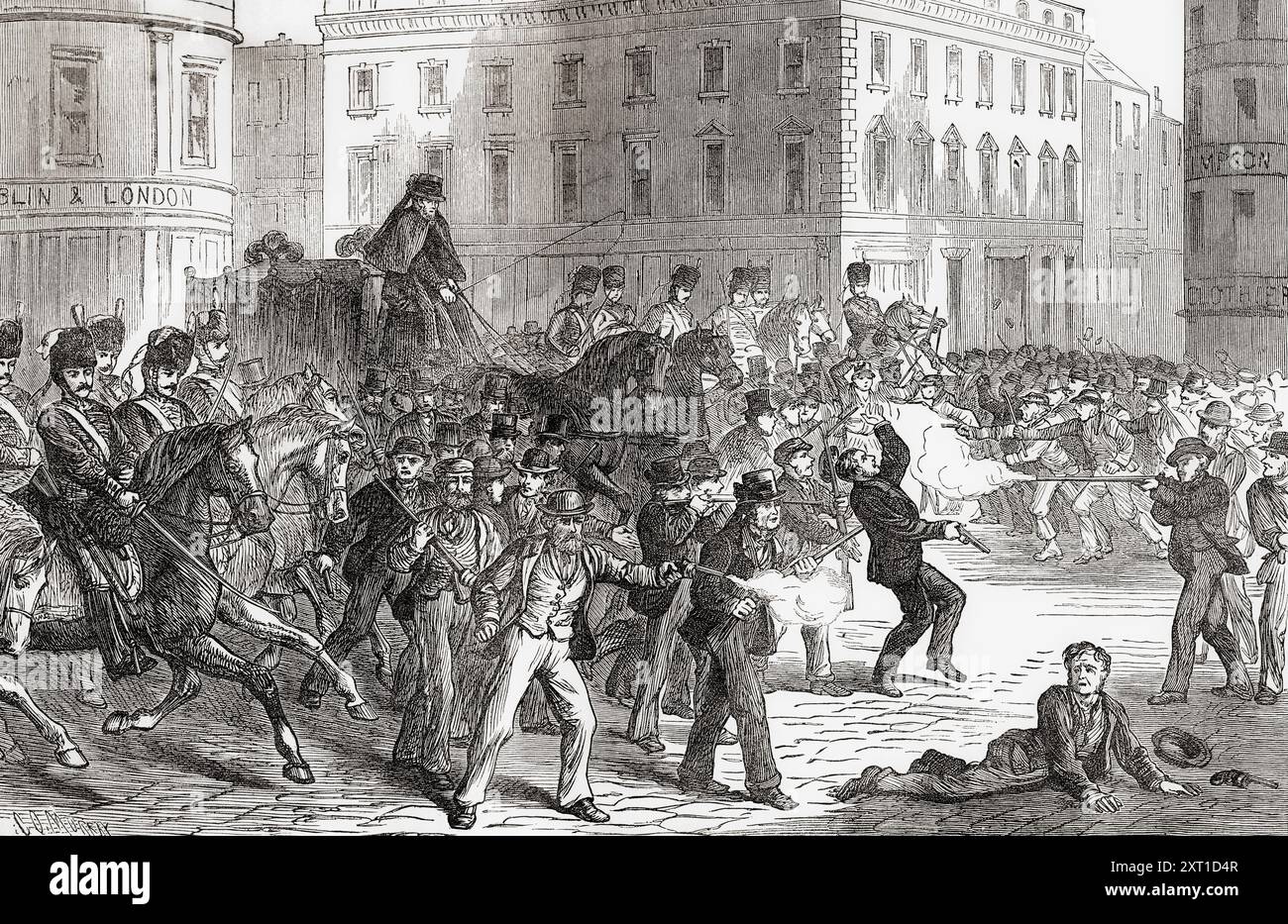 A scene from the Belfast Riot of 1864. From Cassell's Illustrated ...