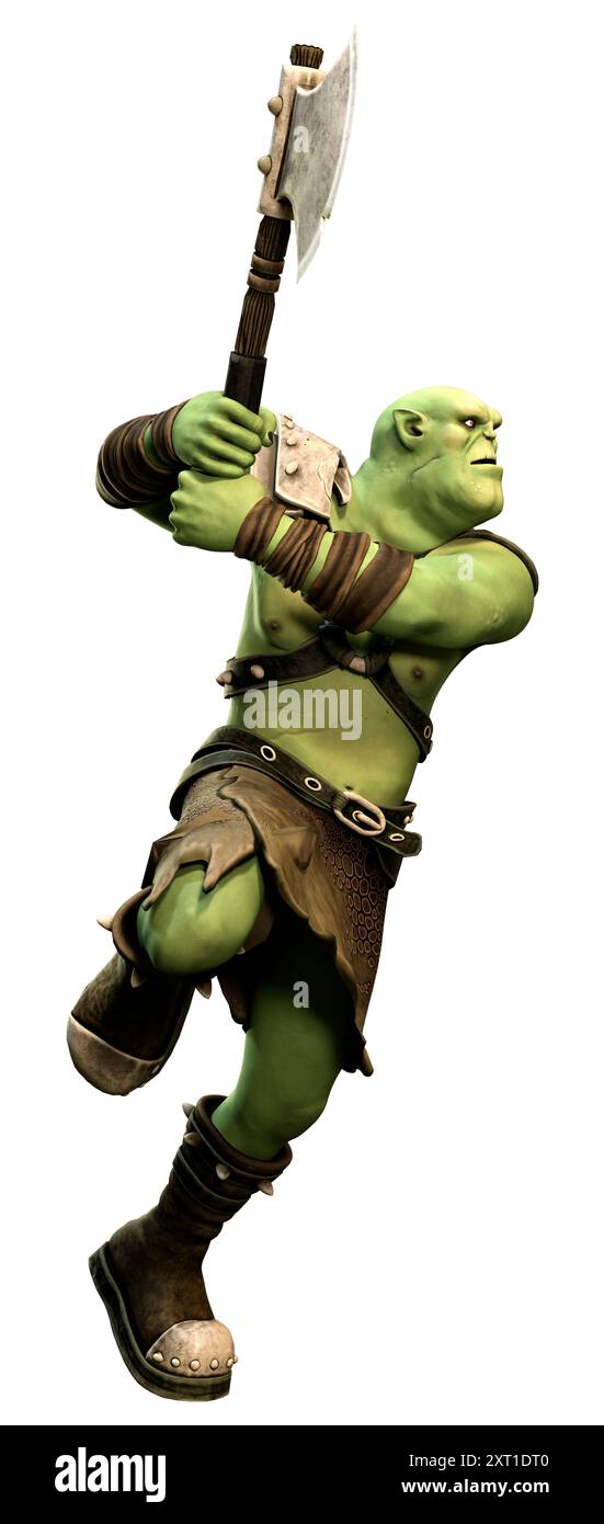 3D rendering of a fantasy monster orc isolated on white background ...