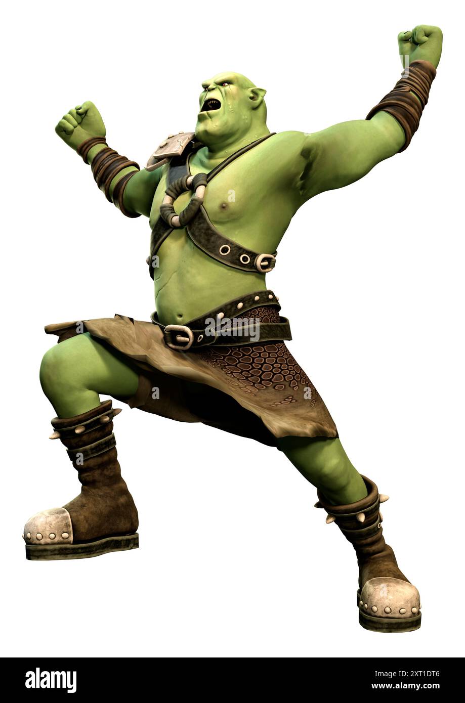 3D rendering of a fantasy monster orc isolated on white background ...
