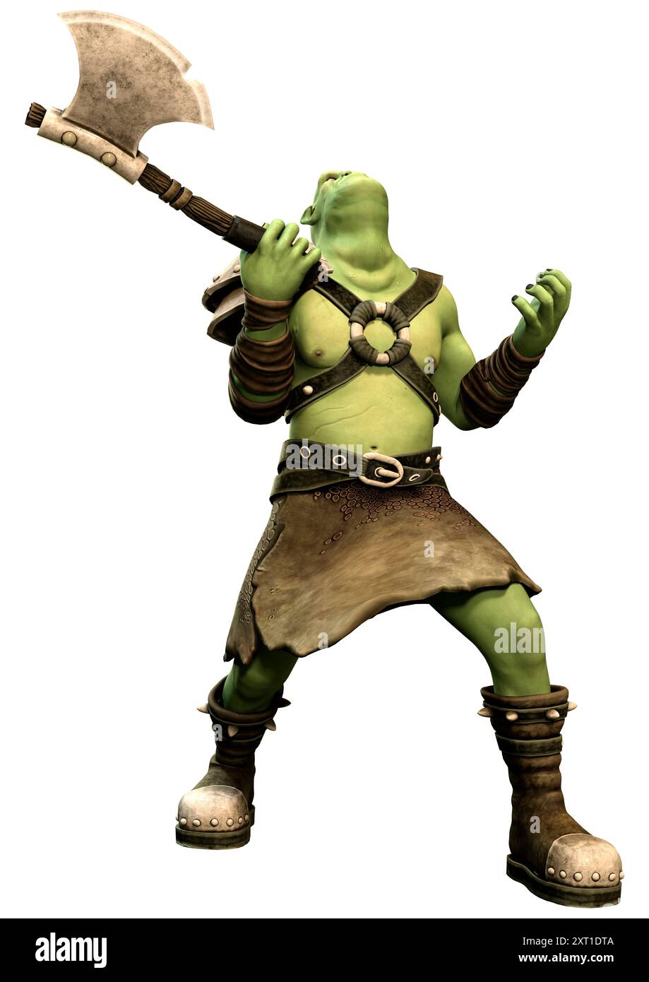 3D rendering of a fantasy monster orc isolated on white background ...