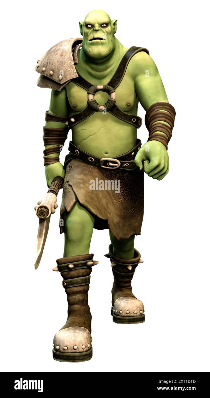 3D rendering of a fantasy monster orc isolated on white background ...