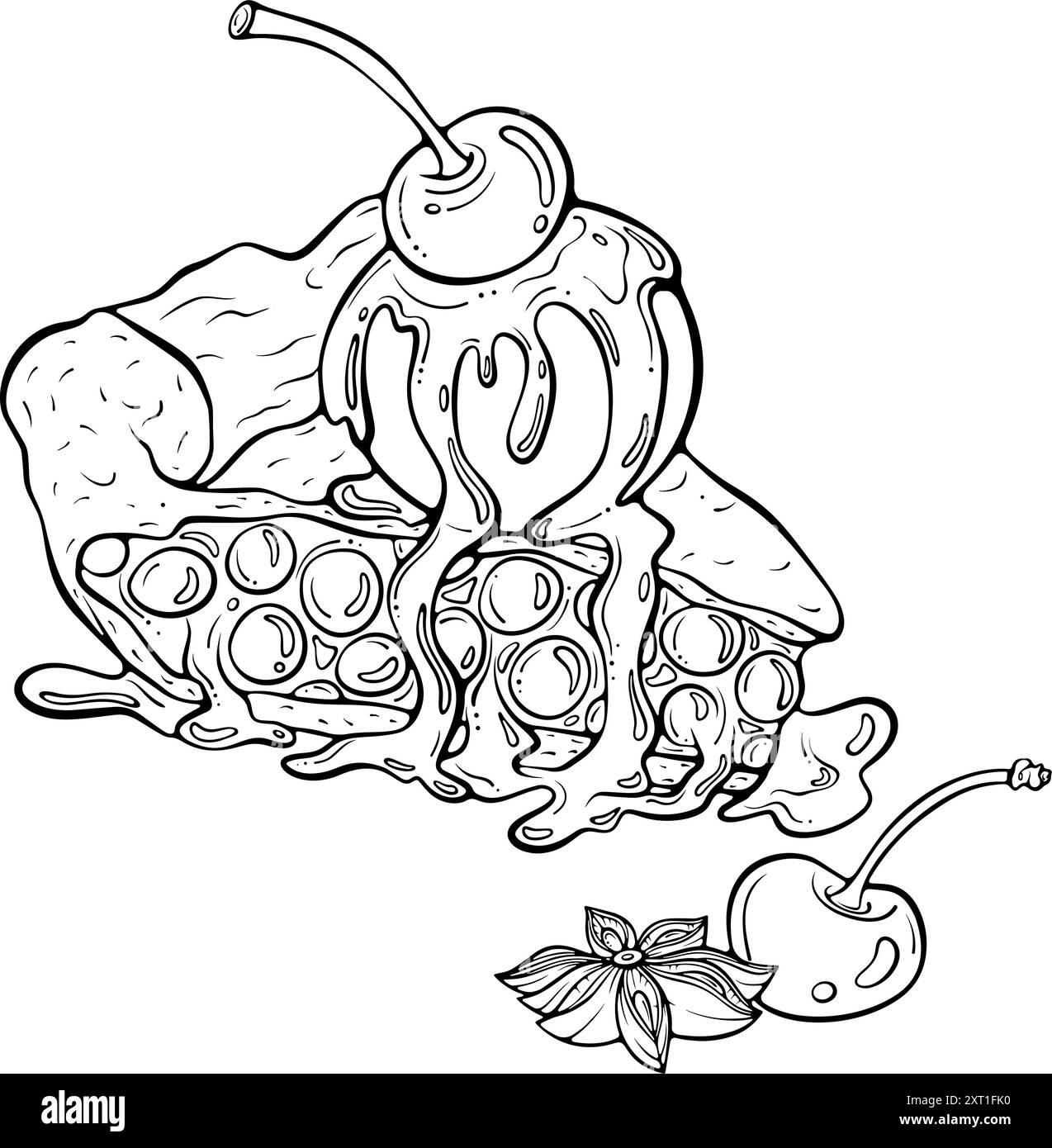 Cherry pie slice white background Stock Vector Images - Alamy