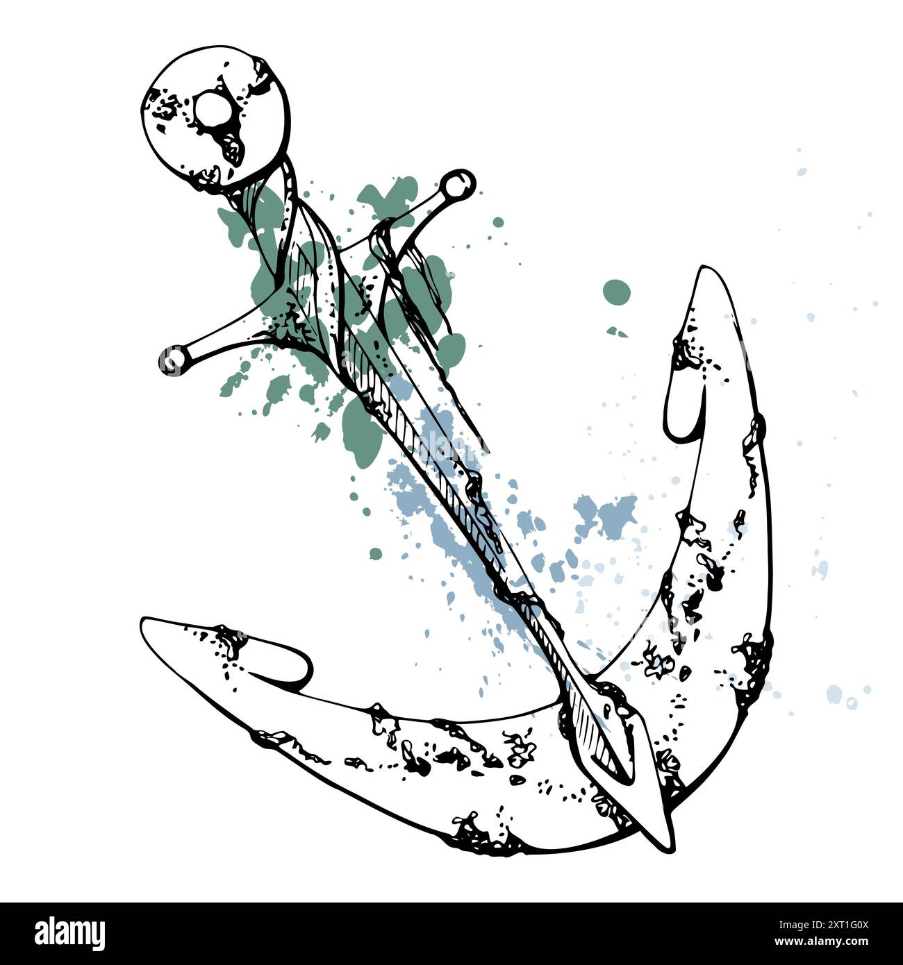 Ship anchor splash shipwreck with algae, Marine life, sea ocean ...