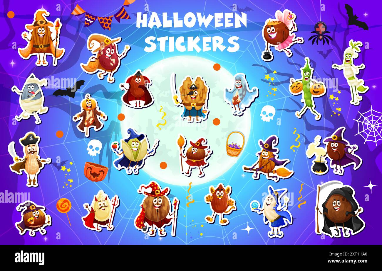 Halloween nuts and beans mages, wizards and sorcerers stickers pack ...