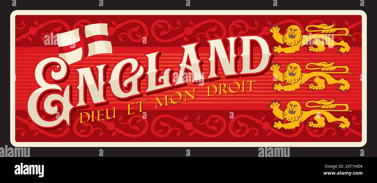 Retro style banner for England with traditional elements like St ...