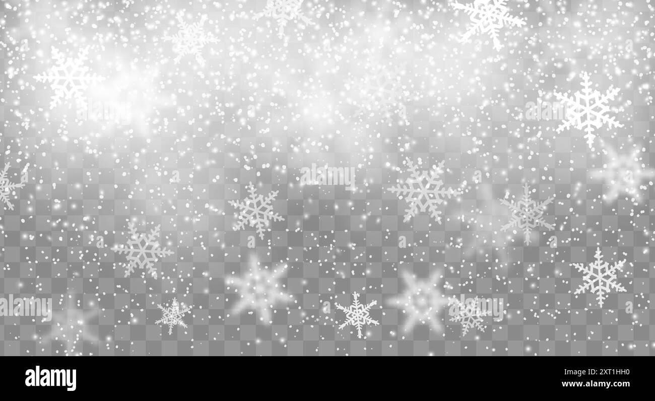 Realistic snow background with snowflakes. Vector Christmas winter ...