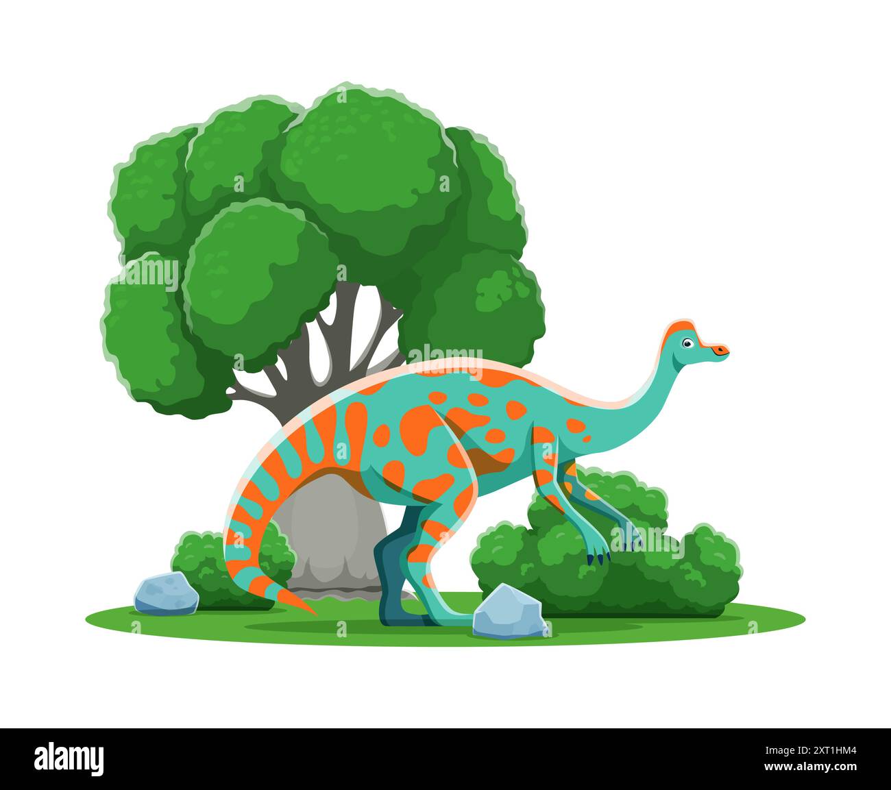 Jaxartosaurus cartoon prehistoric dinosaur character. Isolated vector ...