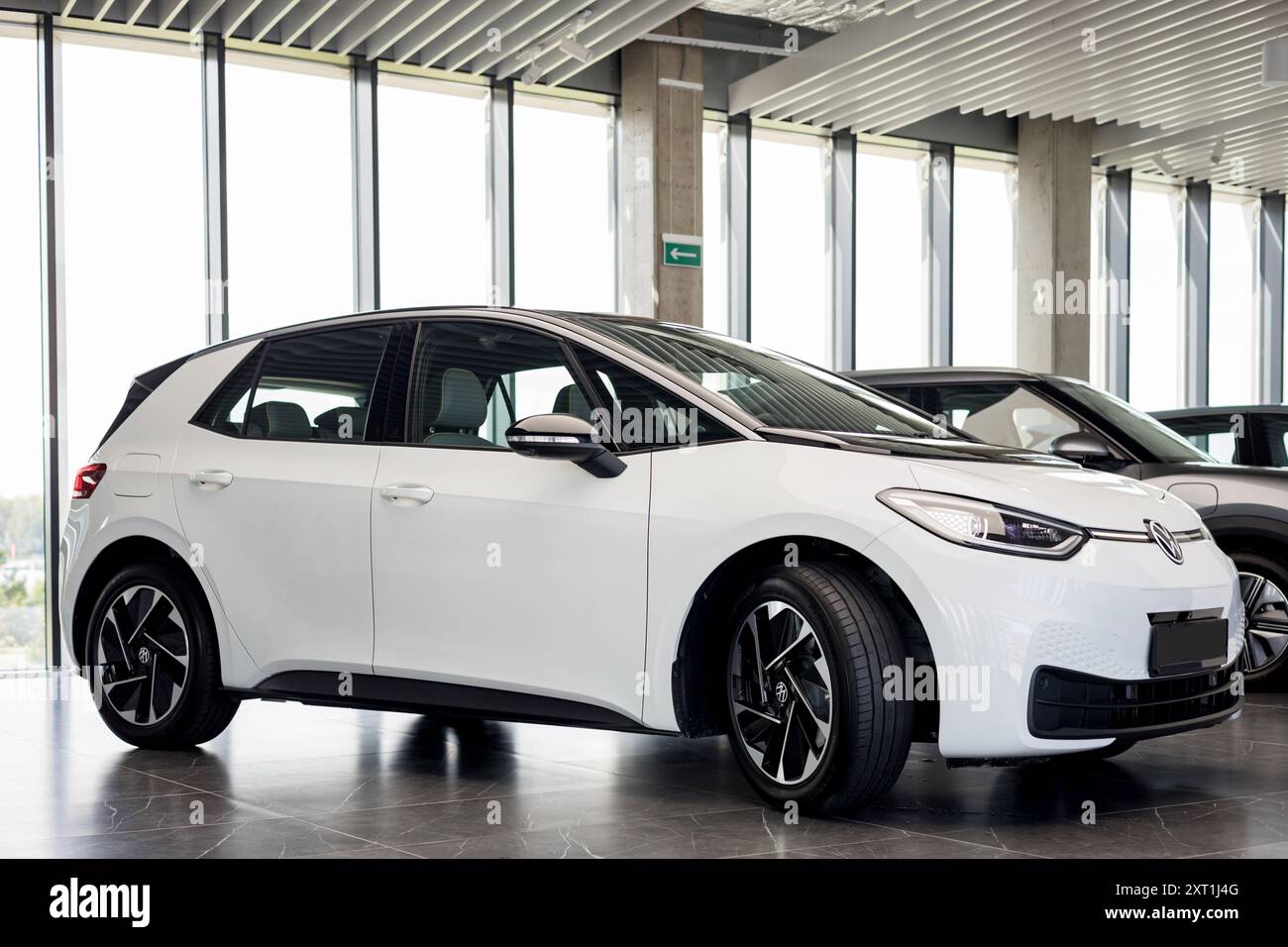 Minsk, Belarus, August 13, 2024 - Side view white Volkswagen ID3 ...