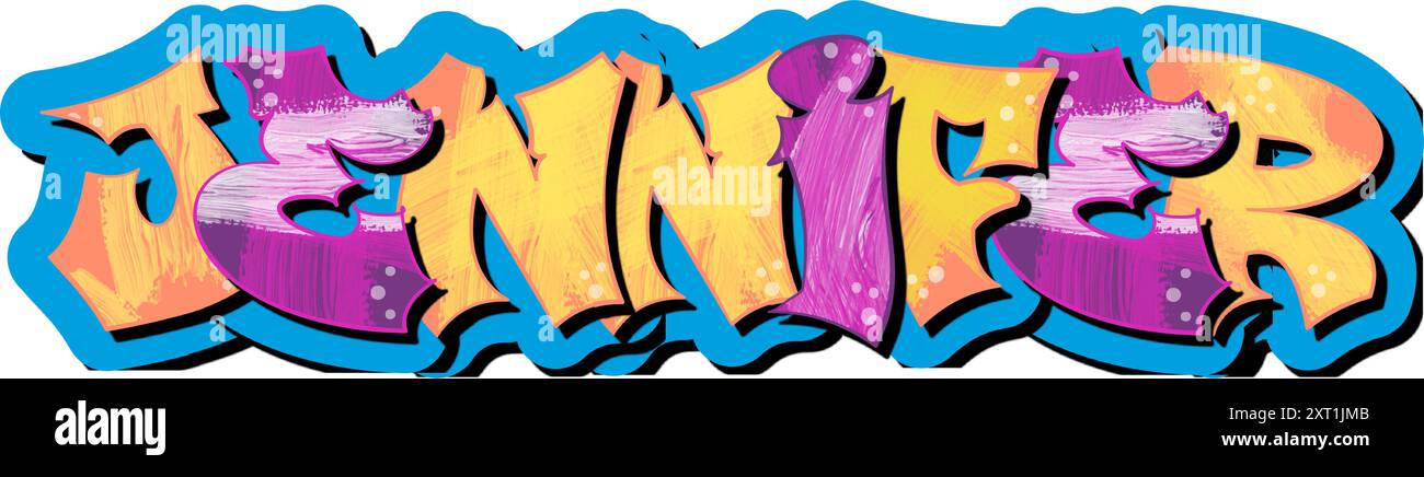 Jennifer - name street art - graffiti lettering typography - art illustration - multicolor ...