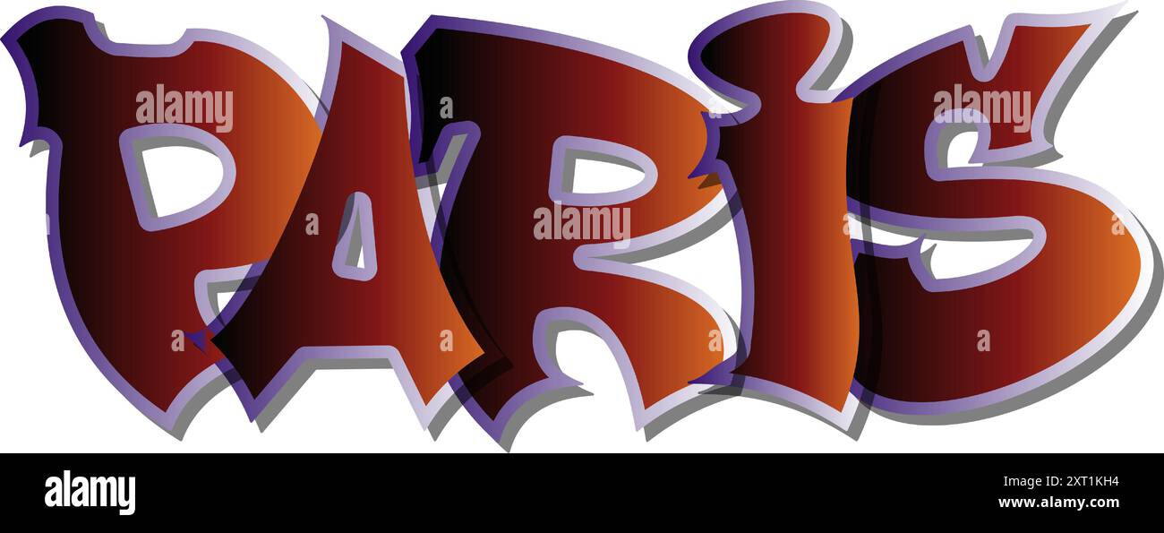 paris -city name -word - Vector Graphics - red and black - graffiti on ...