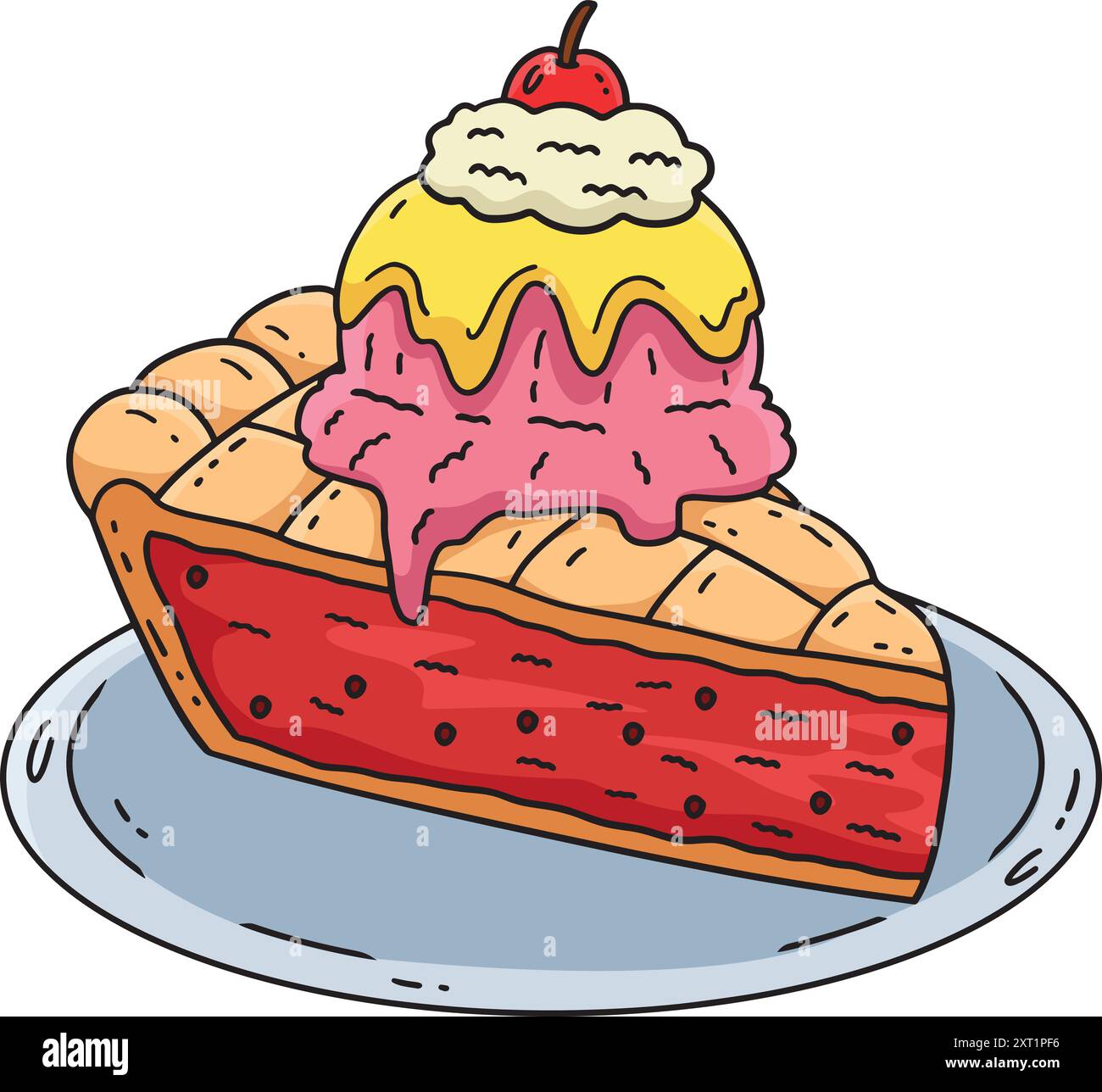 Ice Cream On Pie Cartoon Colored Clipart Stock Vector Image & Art - Alamy