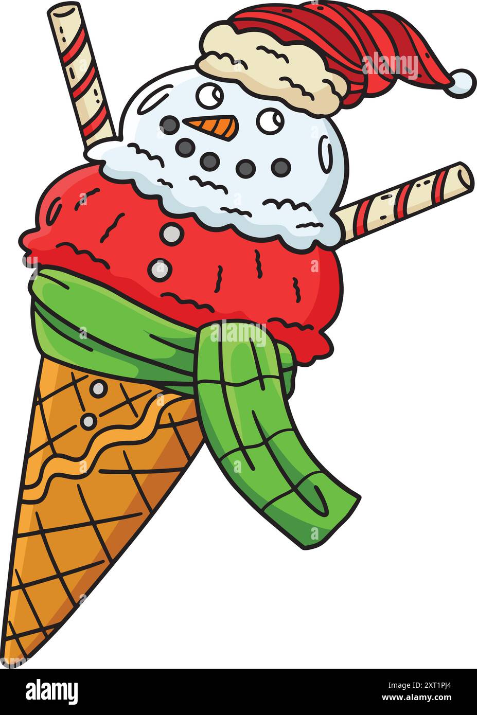 Ice Cream Snowman Cone Cartoon Colored Clipart Stock Vector Image & Art ...