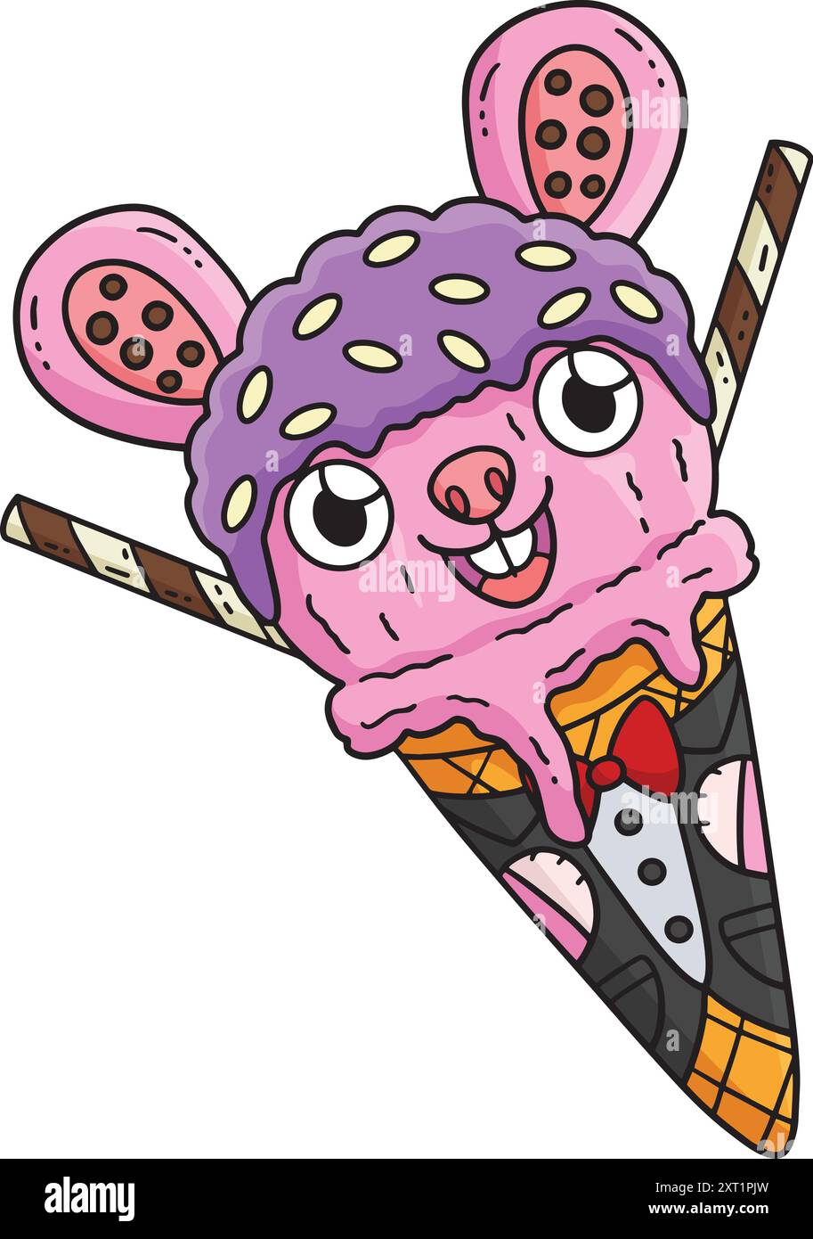 Ice Cream Rabbit Cone Cartoon Colored Clipart Stock Vector Image & Art ...