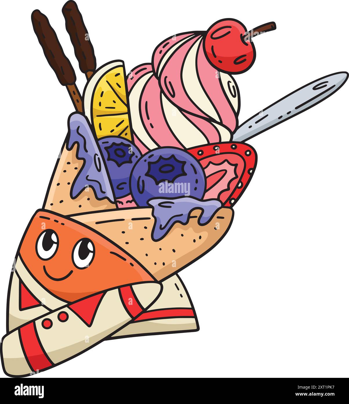 Ice Cream Crepe Cartoon Colored Clipart Stock Vector Image & Art - Alamy